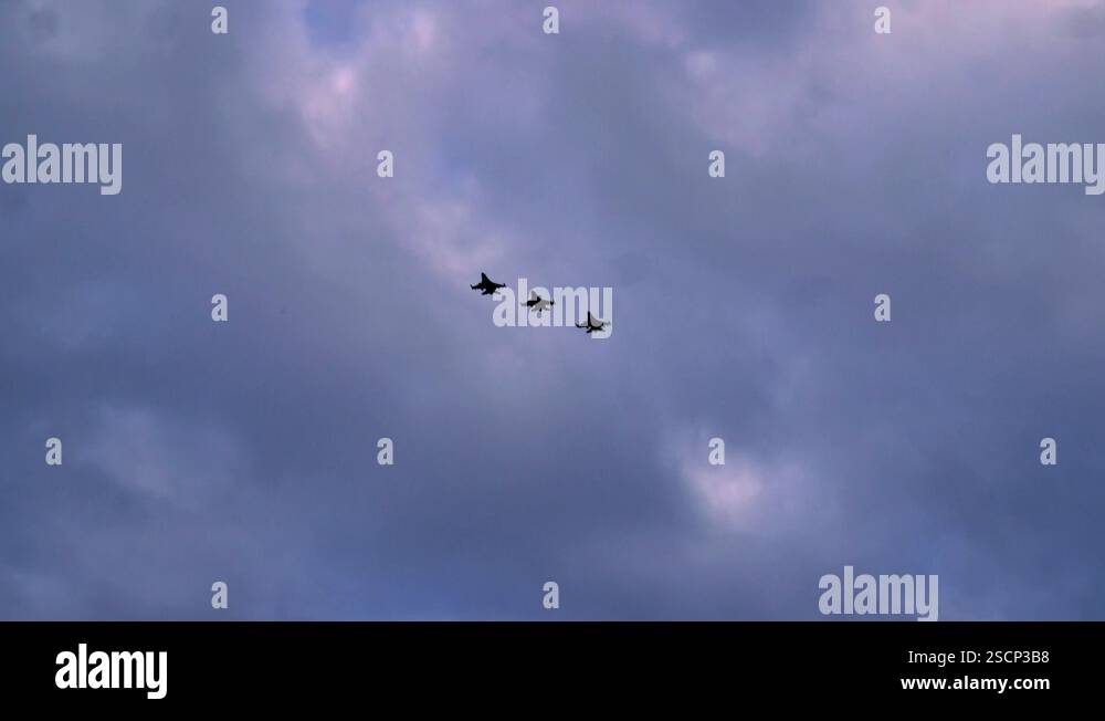 Fighter jets of the US Air Force flying in the sky Stock Video Footage ...