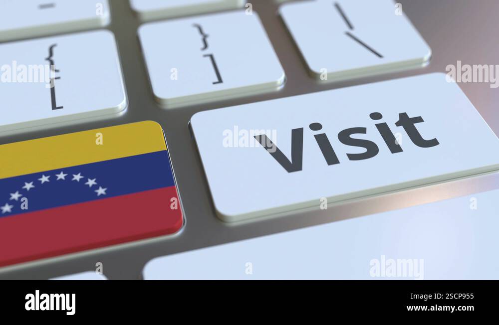 VISIT text and flag of Venezuela on the buttons on the computer ...