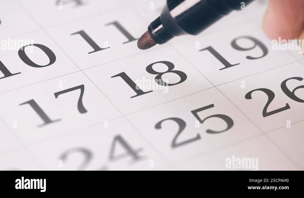 Marked the eighteenth 18 day of a month in the calendar transforms into ...