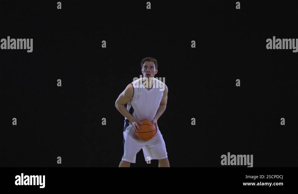SLO MO, WS, Lockdown, basketball player taking a shot Stock Video ...
