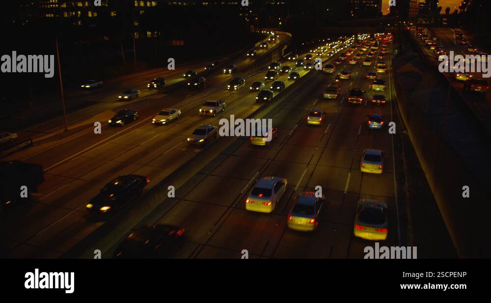 110 freeway at night, downtown, Interchange Traffic, Los Angeles ...