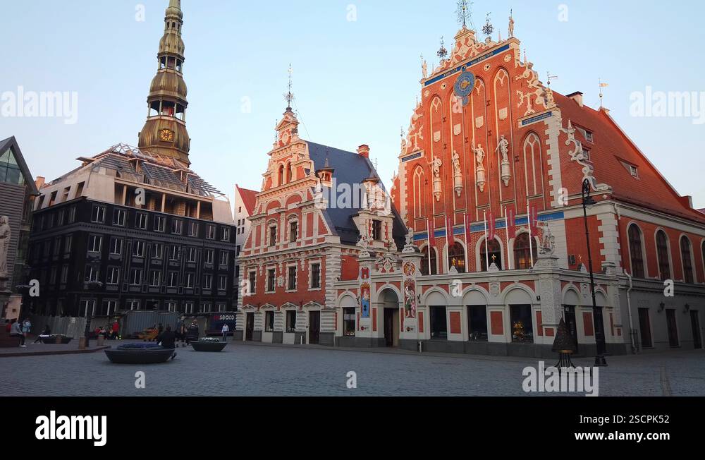 The House of the Blackheads, Riga in afternoon sunshine Stock Video ...