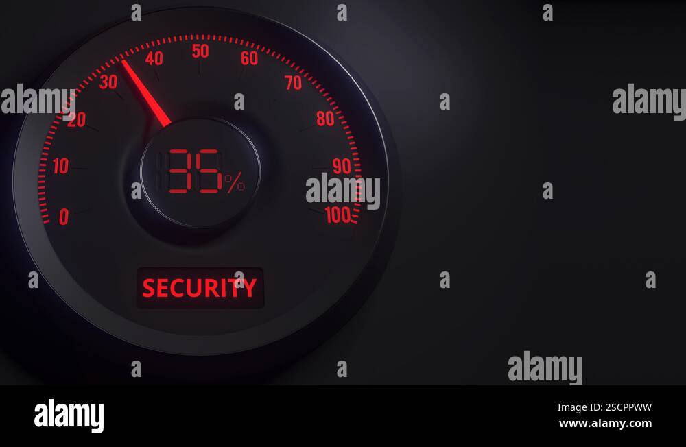 Red and black security meter or indicator, 3D animation Stock Video ...