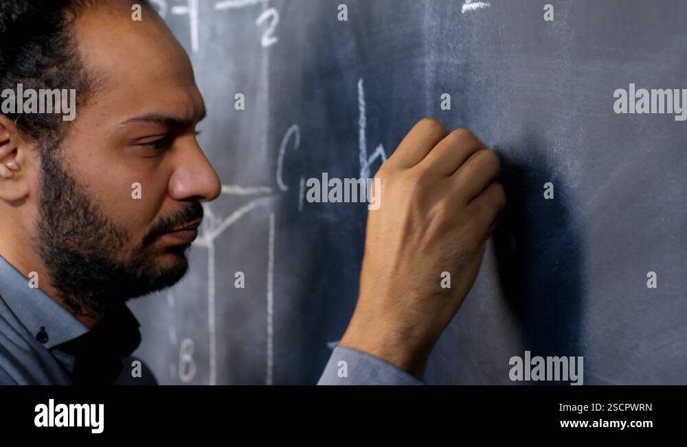 Male Professor Writing Math Formula on Blackboard Stock Video Footage ...