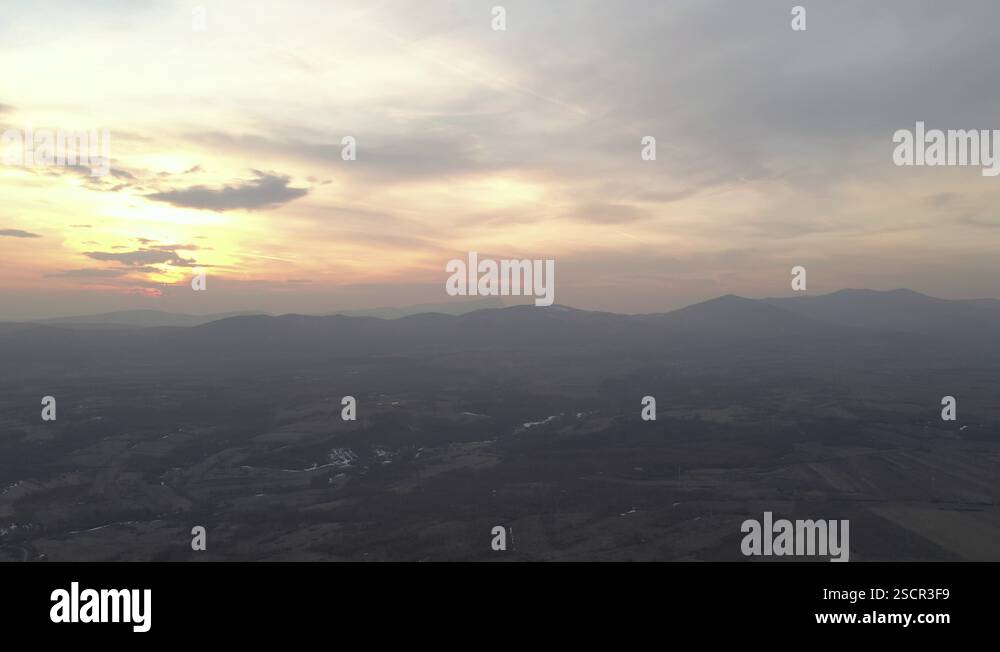 Deli Jovan and Stol mountains before dawn 4K drone video Stock Video ...