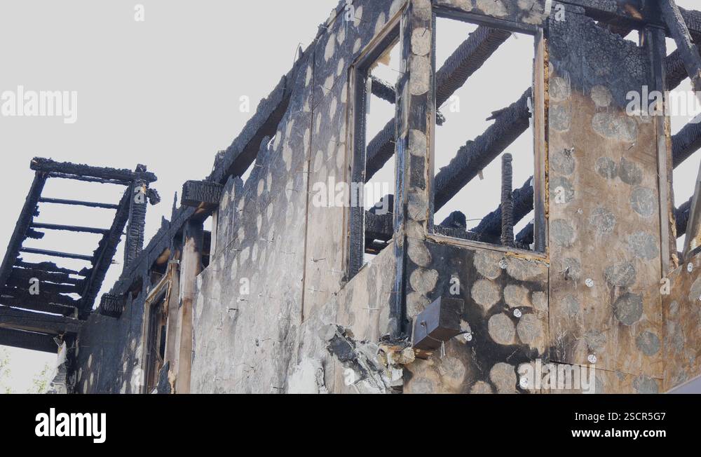 Ruin of a Burned House with Damaged Wood Structure by a Fire ...