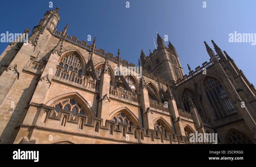 Medieval gothic Bath Abbey in the historic Roman city of Bath Spa in ...