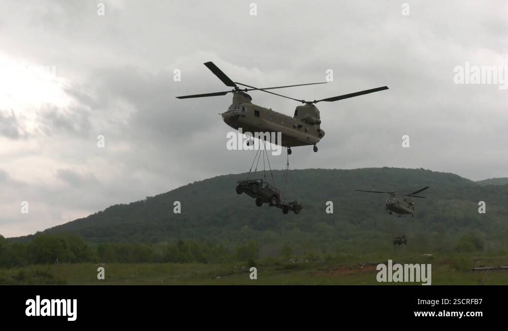 CH-47 Chinook conducts sling load operations in Croatia Stock Video ...