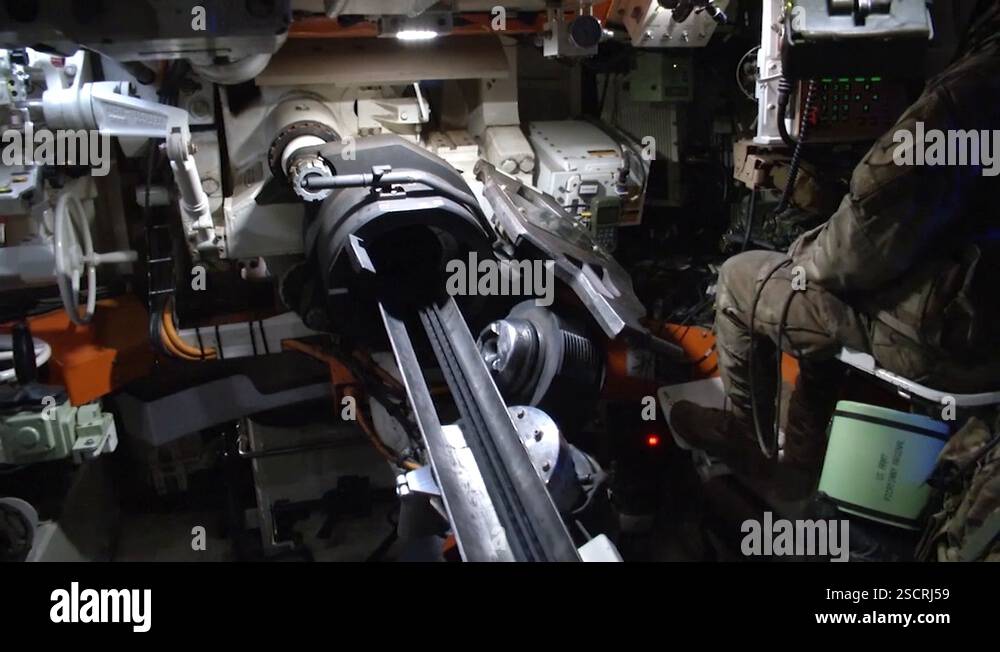 Internal footage of soldiers loading and firing self-propelled Howitzer ...