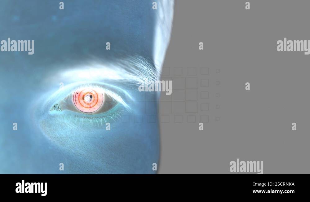 Close up of male eye with iris scan. Future technology, identity recognition and Stock Video ...