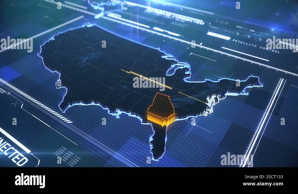 Georgia US state border 3D modern map with a name, region outline Stock ...