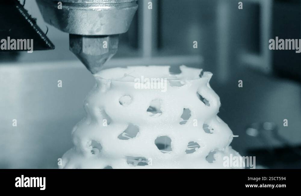 3D printer working. Fused deposition modeling, FDM. 3D printer printing ...
