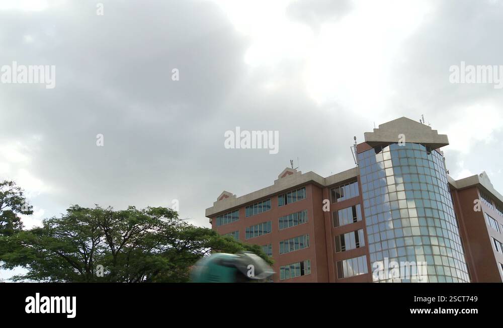 Pan across modern buildings in the Rwanda capital, Kigali Stock Video ...