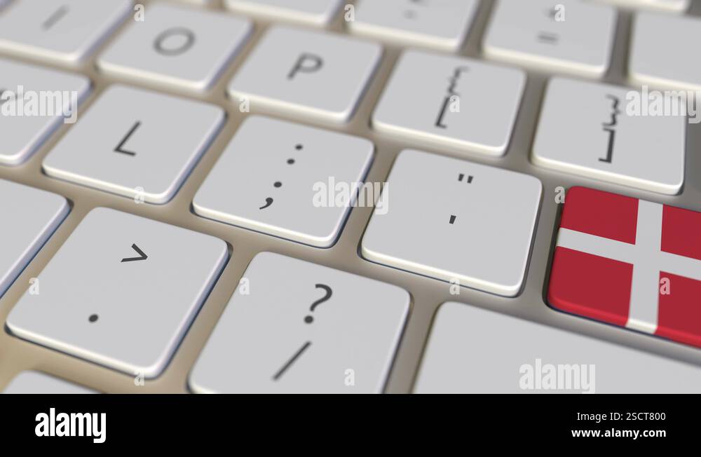 Key with flag of Denmark on the computer keyboard switches to key with ...