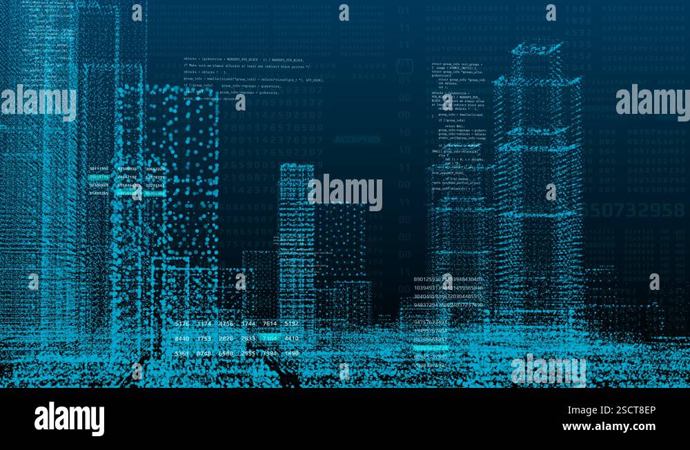 HUD Futuristic Digital Hologram 3D Rendering Big Data Tower Wireframe ...