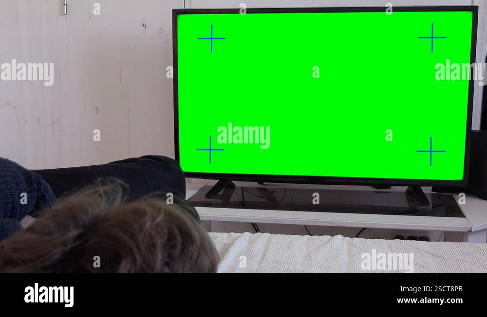 Man In Bed Watching TV Green Screen, Zoom Out Stock Video Footage - Alamy