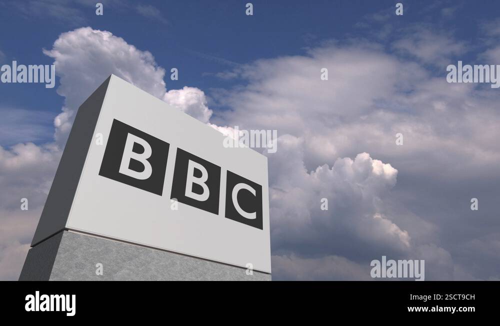 BBC logo against sky background, editorial animation Stock Video ...