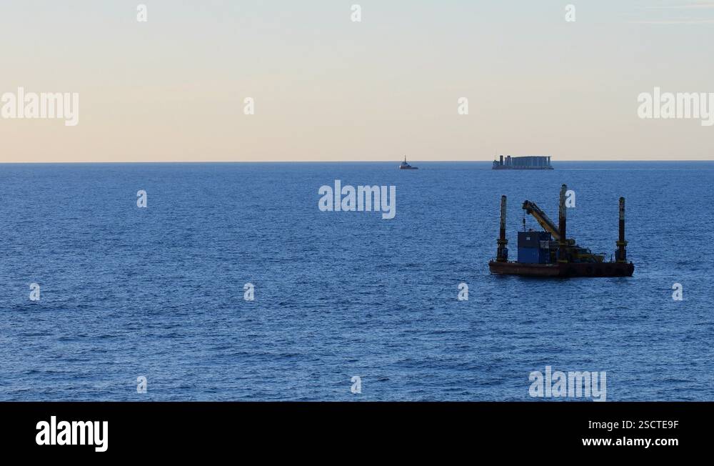 Ocean barge During Sunset Stock Video Footage - Alamy