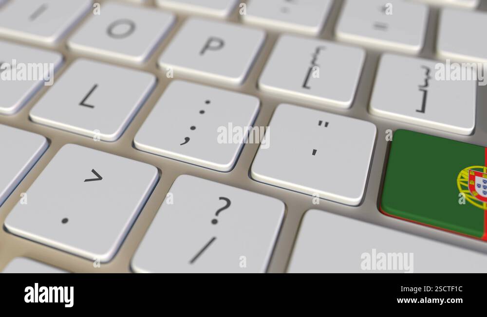 Key with flag of Portugal on the computer keyboard switches to key with ...