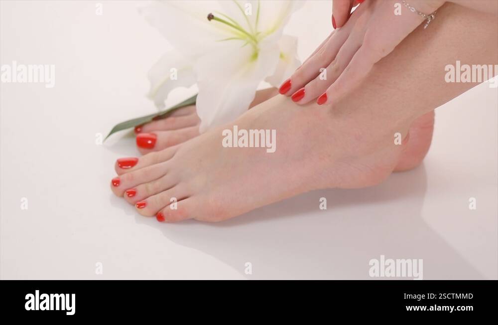 Manicure and pedicure in spa salon. Skincare concept. Female hands and ...