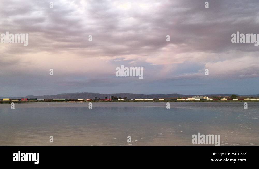 Dramatic Sunset over inlet with Finders Range at the background in Port ...