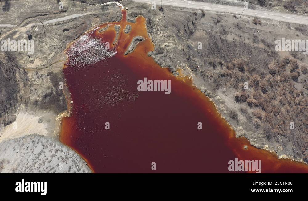 Pit with acid and metalliferous drainage 4K drone footage Stock Video ...