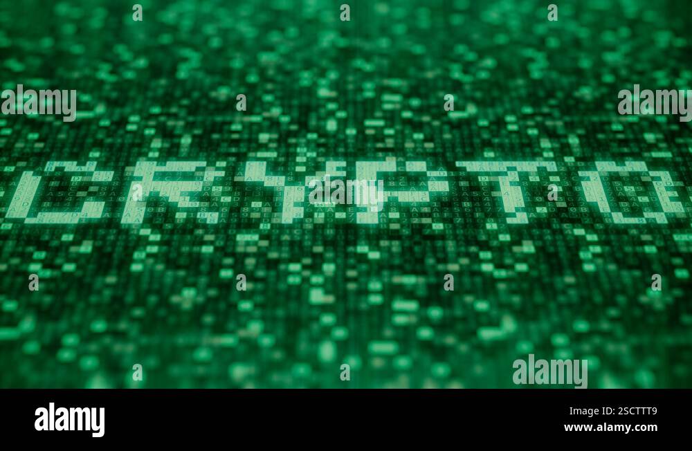 Hexadecimal symbols on a green computer screen compose CRYPTO word. Loopable 3D Stock Video ...