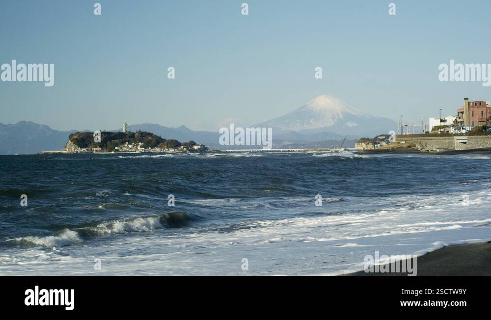 Mt. Fuji and Enoshima Island in Japan Stock Video Footage - Alamy