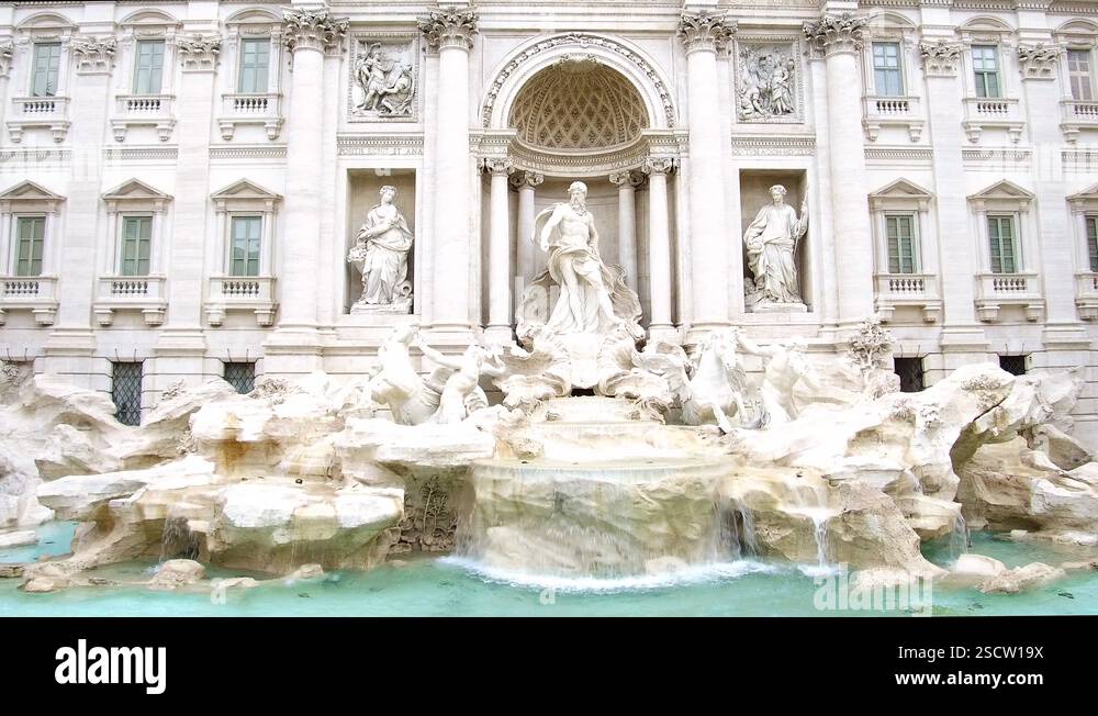 The famous, romantic Trevi Fountain in Rome, Italy Stock Video Footage ...