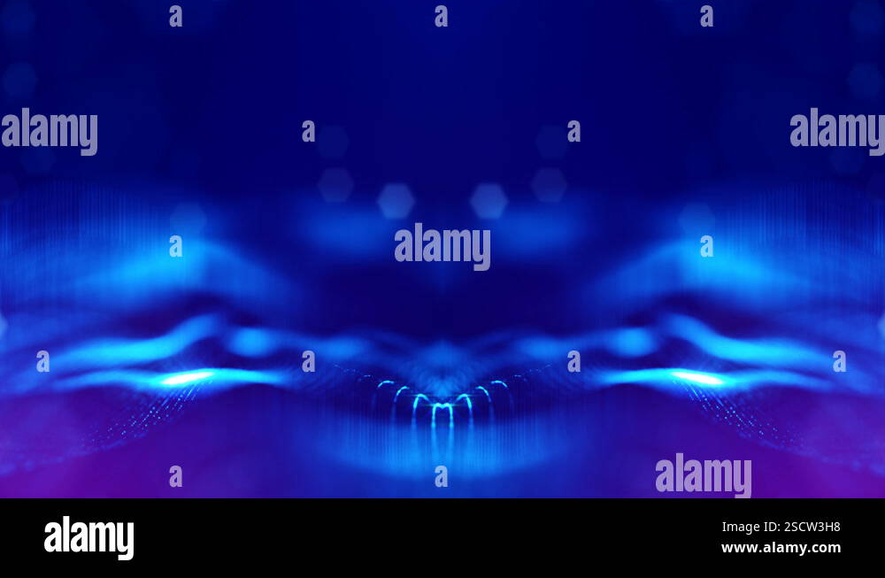 complex blue composition with luminous particles that form wavy ...