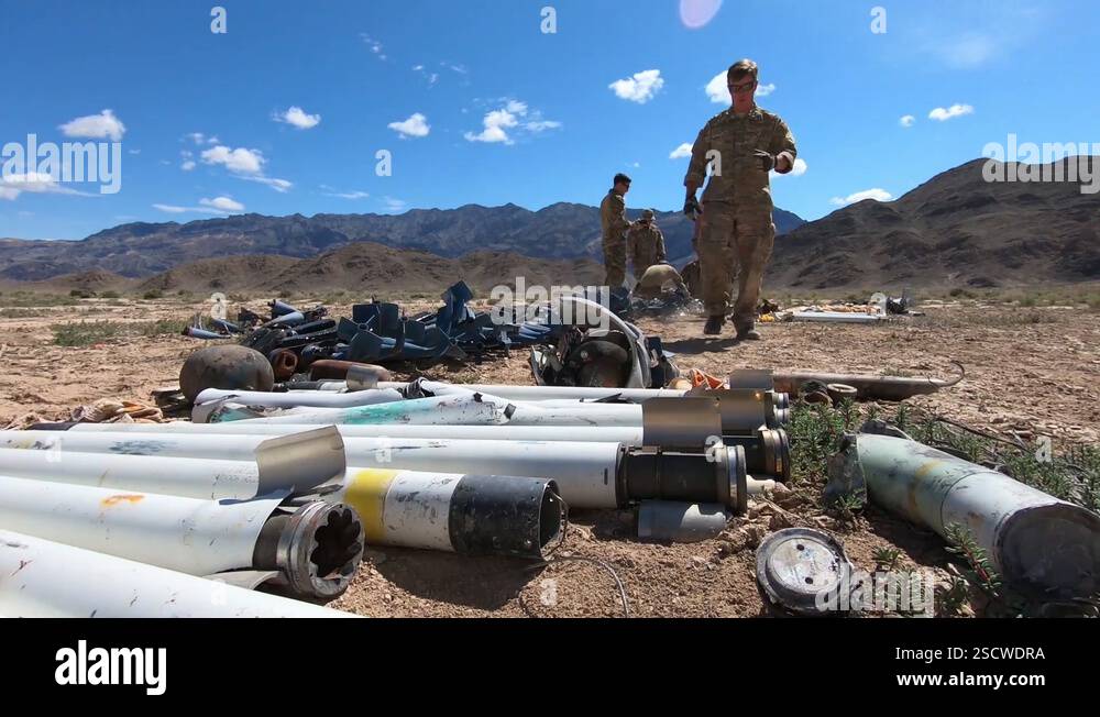 Explosive ordnance airmen conduct range clearance operations in desert ...