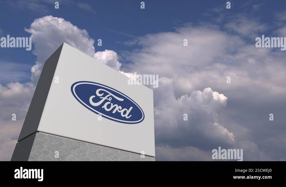 FORD logo on sky background, editorial 3D animation Stock Video Footage ...