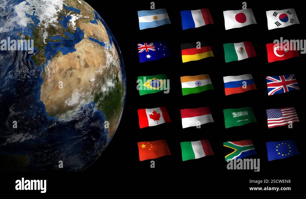National flags of G20 country and planet earth. Elements of this image ...