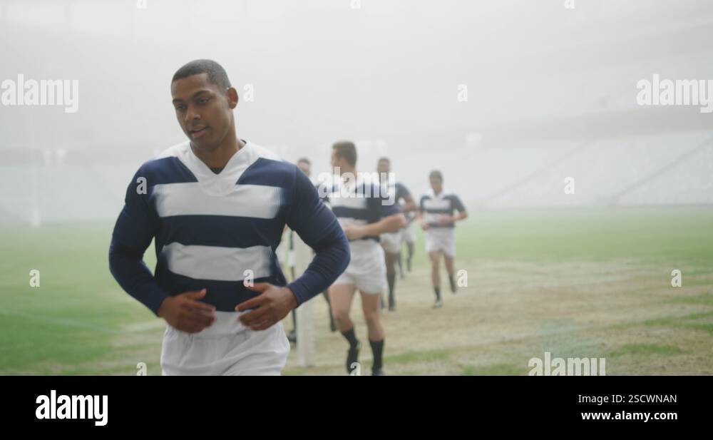 Male rugby players running in the stadium 4k Stock Video Footage - Alamy