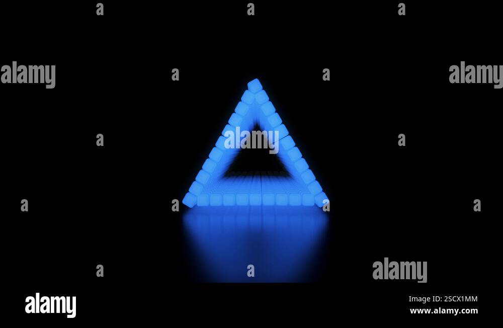1980s style retro inspired 3D triangle background with fluorescent LED ...