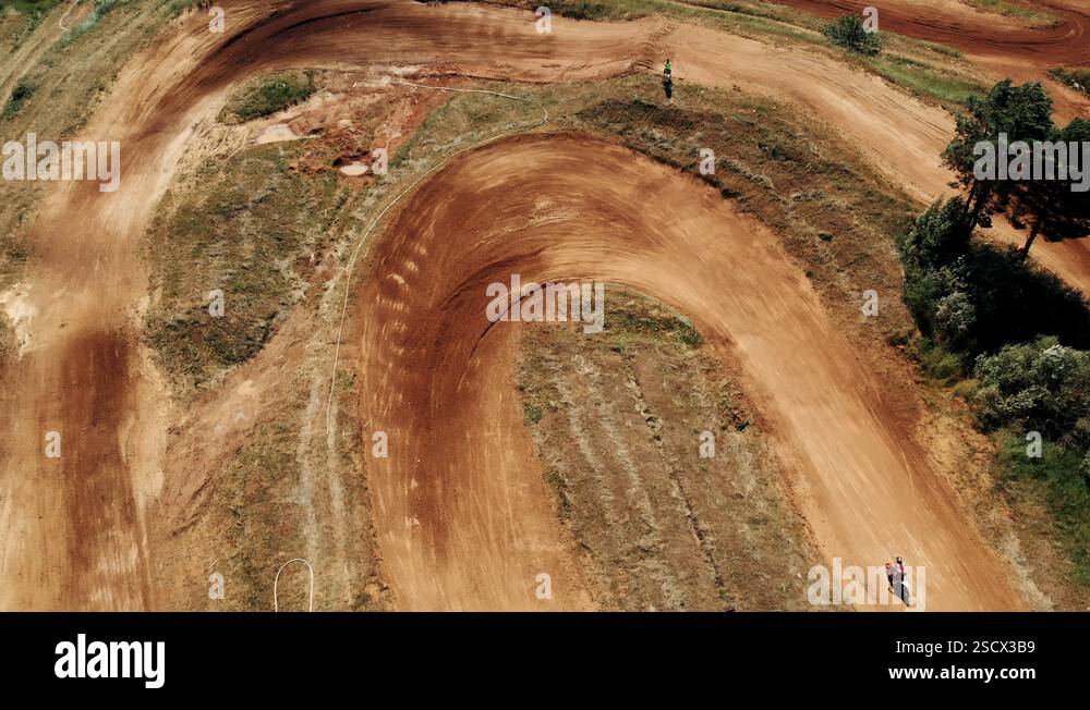 Extreme Sport Motorcycle Race, Aerial Shot Of The Motocross Competition ...