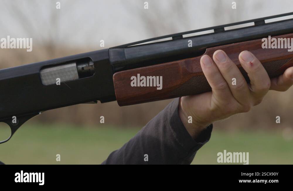 Spent Shotgun Shell Ejecting From Pump Action Shotgun In Slow Motion 0005