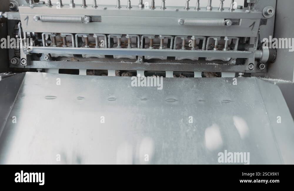 Close Up Footage of Automatic Machine Production Process at a Dumpling ...