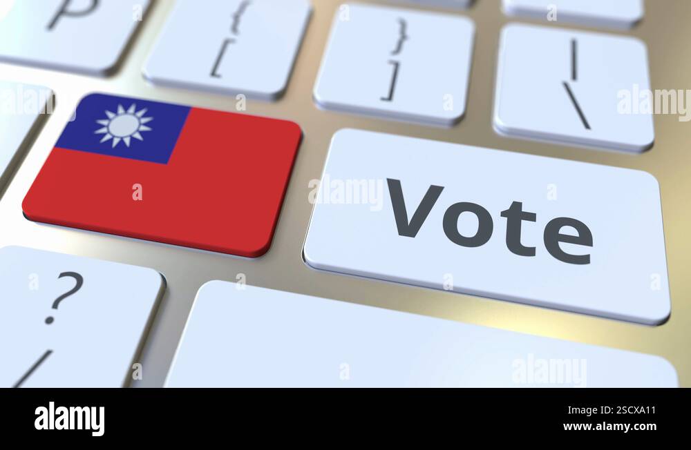 VOTE text and flag of Taiwan on the buttons on the computer keyboard ...