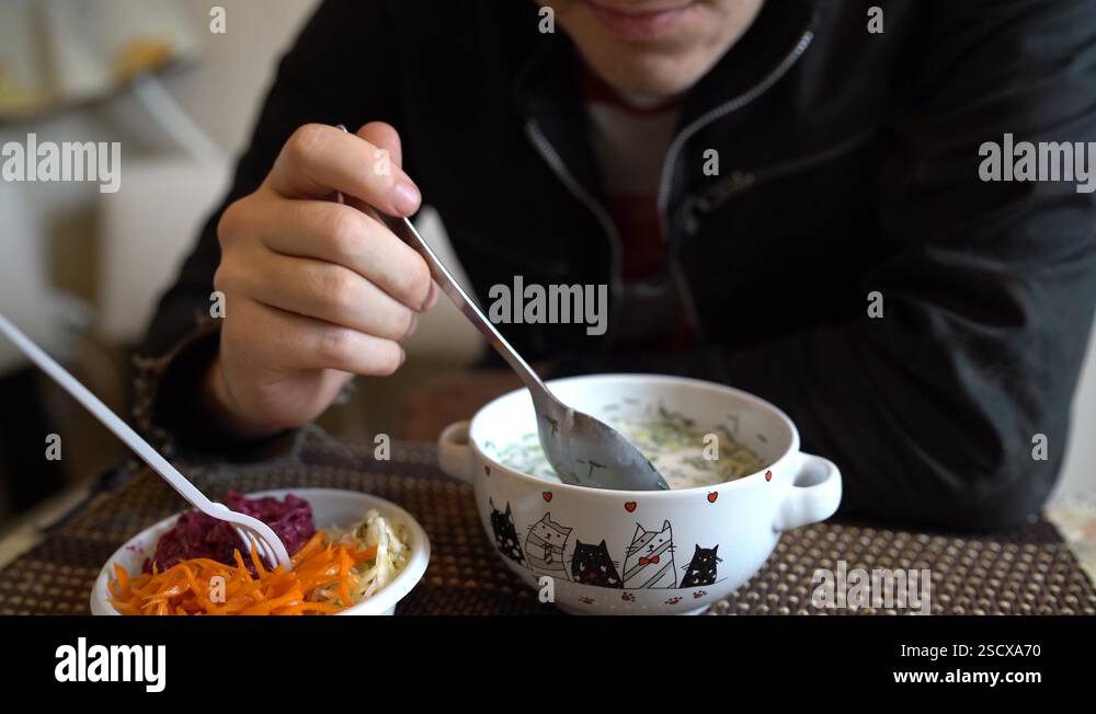Cold soup name - okroshka, the national dish of the cuisine of Russia ...