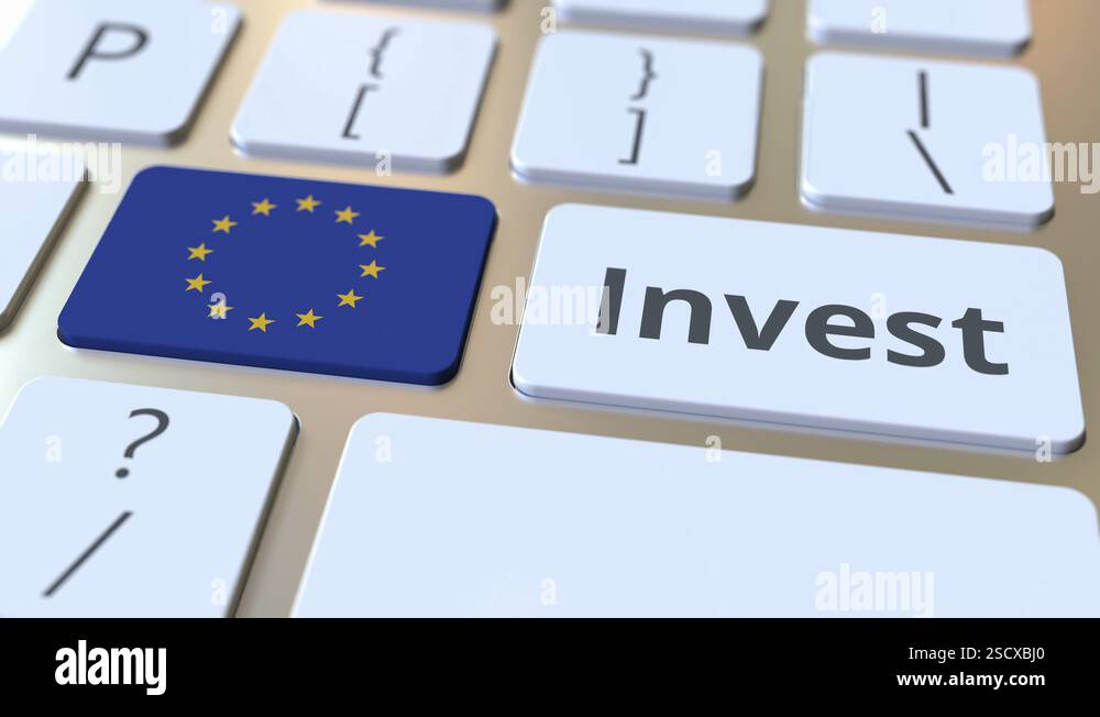 INVEST text and flag of the European Union on the buttons on the ...