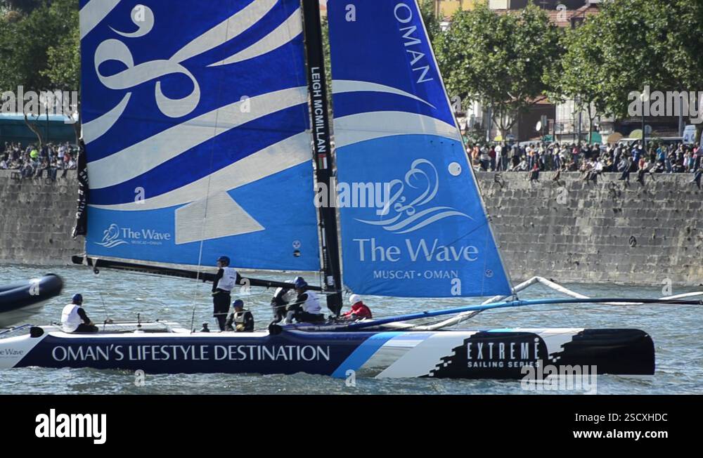 The Wave - Muscat compete in the Extreme Sailing Series Stock Video ...