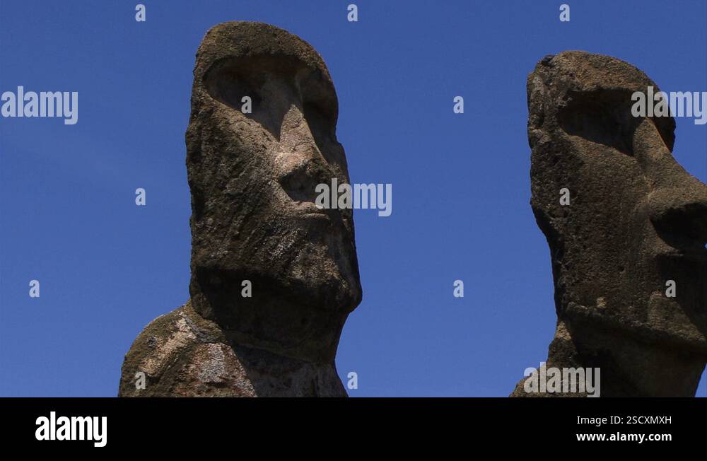 Moai heads in Easter island Stock Video Footage - Alamy