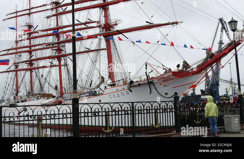 Murmansk, Russia. Sailing boat SEDOV at the pier of the Murmansk ...