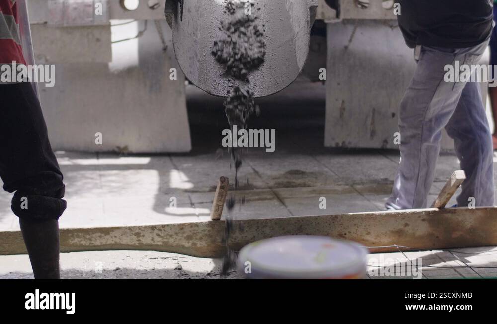 Anonymous Workers are pouring concrete For root work Stock Video ...