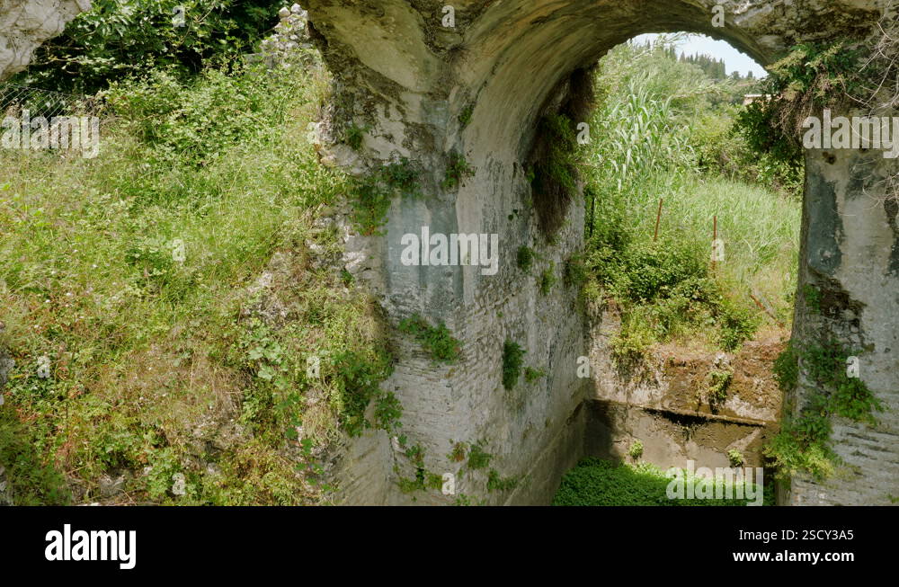The ruins of an ancient greek bridge or aqueduct. Greece. 4K Stock ...