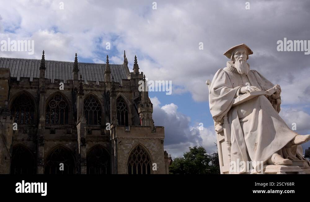 Statue in Exeter Devon England city centre Old and new architecture UK ...