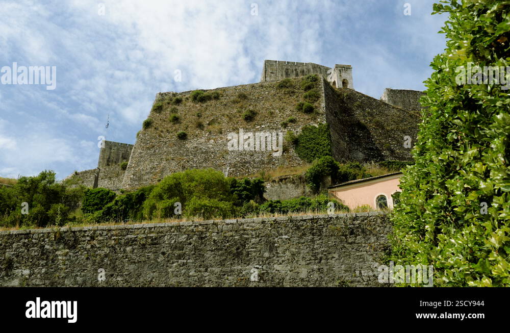 Exterior view of the old fortress the Paleo Frurio in Corfu in Greece ...