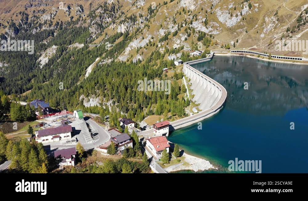 The Fedaia lake dam (Fedaia lake), an artificial lake near Canazei ...