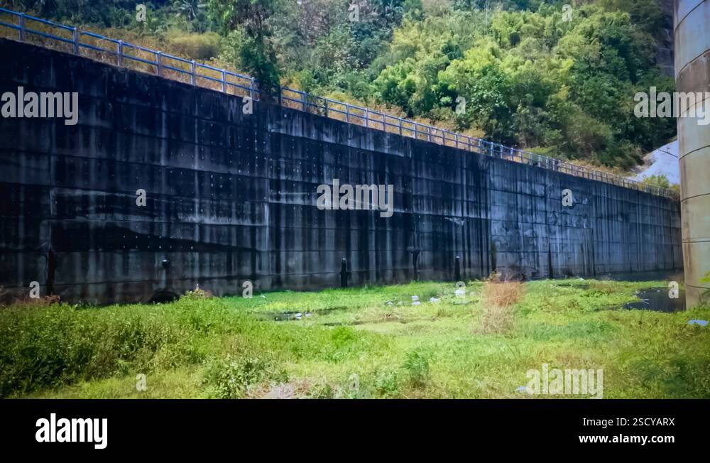 High Boundary Walls Building Construction Of Dam Water Outlet Channel ...
